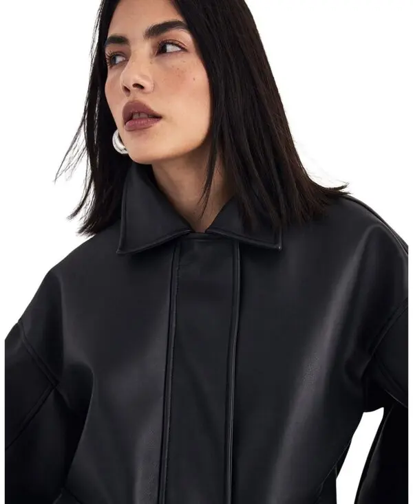 Nasty Gal Longline Faux Leather Bomber Jacket