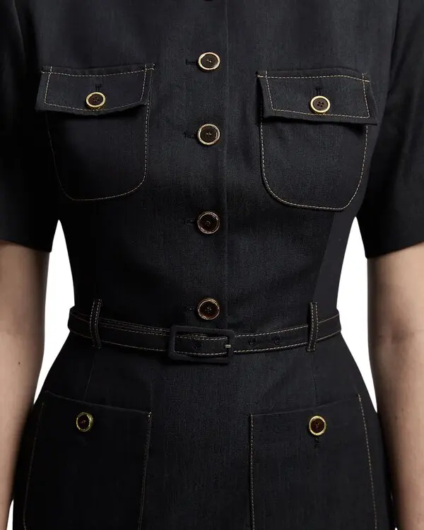 Karen Millen Tailored Denim Belted Midi Dress