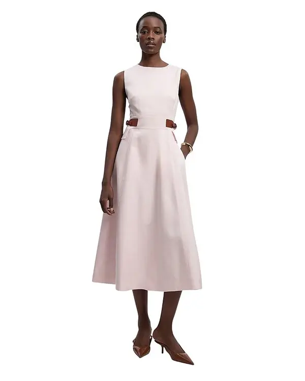 Karen Millen Petite Tailored Linen Full Midi Dress