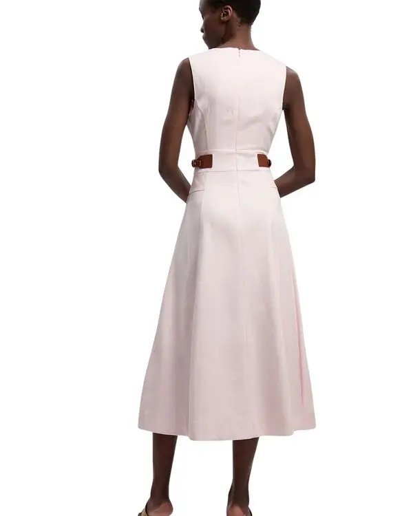 Karen Millen Petite Tailored Linen Full Midi Dress