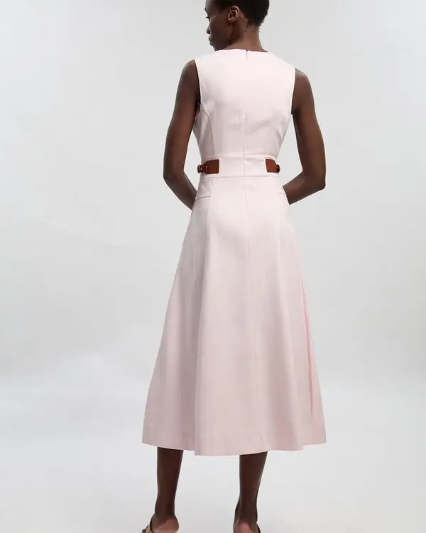 Karen Millen Petite Tailored Linen Full Midi Dress