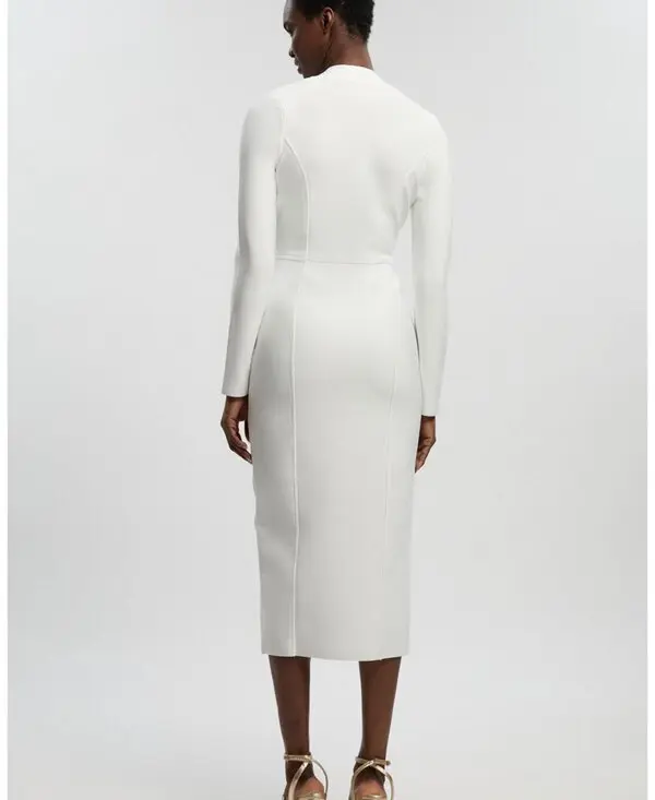 Karen Millen White Bandage Zip Detail Midi Dress