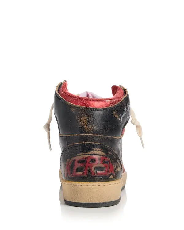 GOLDEN GOOSE Sky Star High Top Sneakers - Black/red