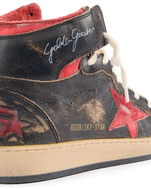 GOLDEN GOOSE Sky Star High Top Sneakers - Black/red