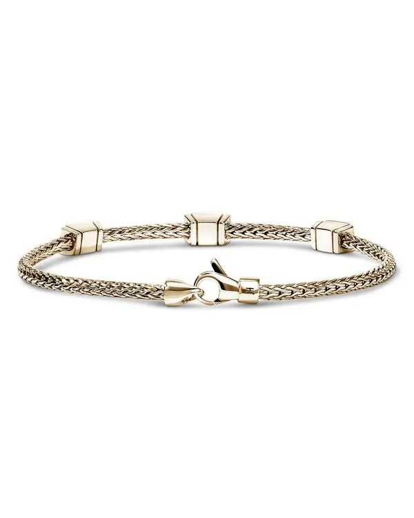 John Hardy 14k Yellow Diamond Pyramid Cluster Stud Woven Link Bracelet