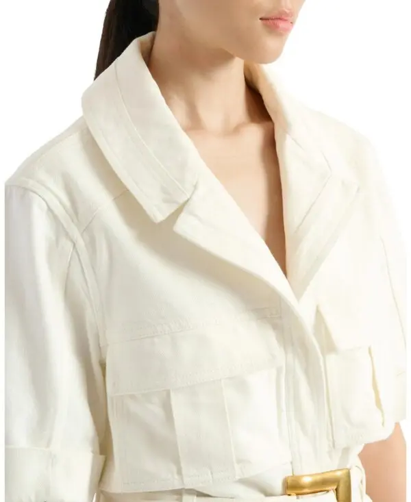 Balmain Belted Denim Playsuit