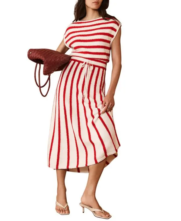 Mint Velvet Striped Knit Midi Dress