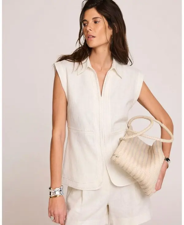 Mint Velvet Linen Sleeveless Collared Shirt