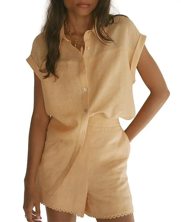 Mint Velvet Linen Blend Sheer Panel Shirt