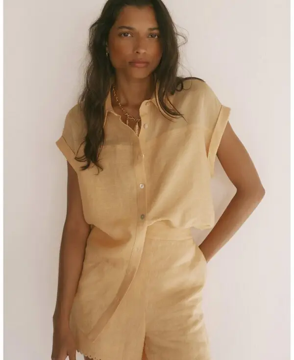 Mint Velvet Linen Blend Sheer Panel Shirt