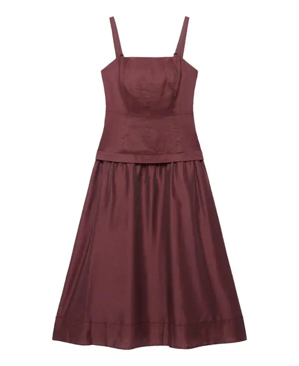 Mint Velvet Ramie Drop Waist Midi Dress