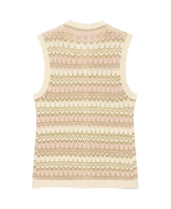 Mint Velvet Striped Knit Waistcoat With Scallop Trim