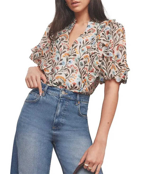 Mint Velvet Allover Floral Ruffle Blouse