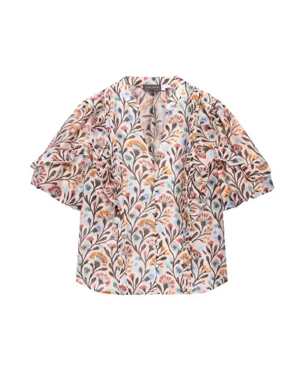 Mint Velvet Allover Floral Ruffle Blouse