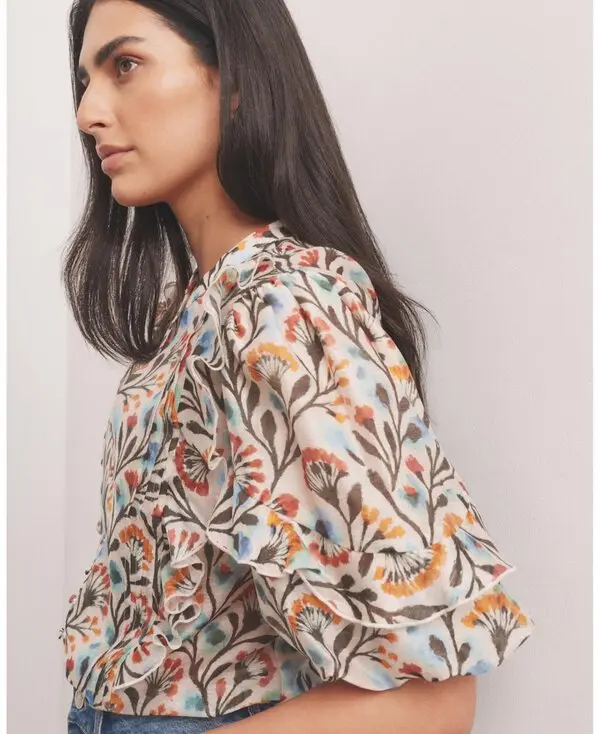 Mint Velvet Allover Floral Ruffle Blouse