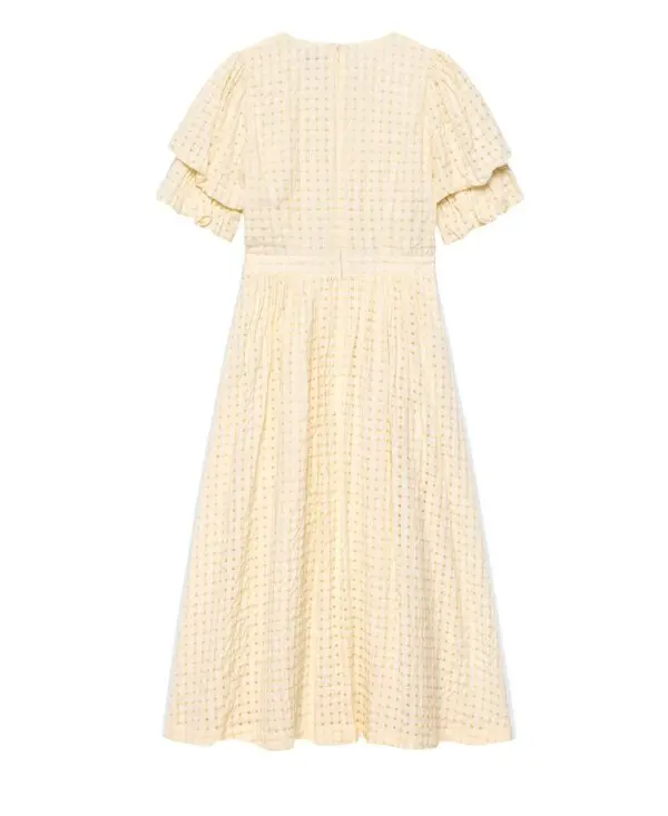 Mint Velvet Seersucker Checked Midi Dress - Yellow