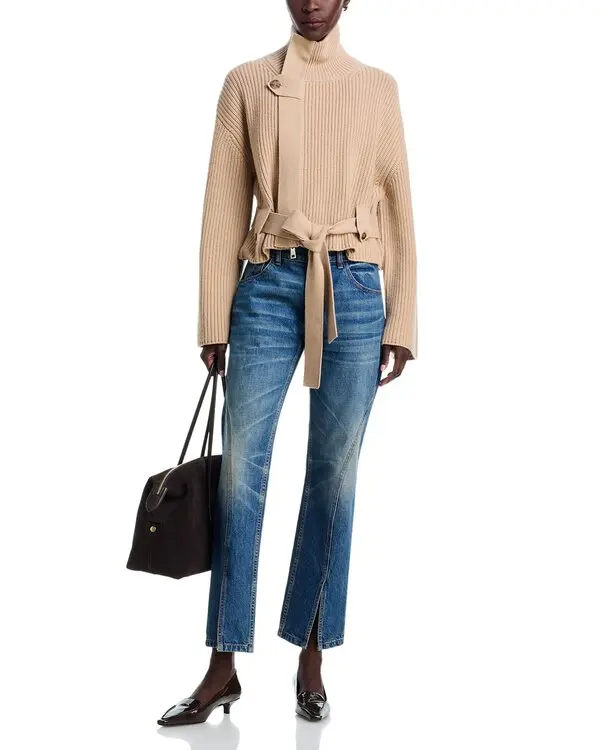 Brandon Maxwell The Neal Cashmere Zip Front Sweater