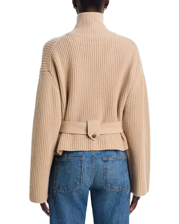 Brandon Maxwell The Neal Cashmere Zip Front Sweater