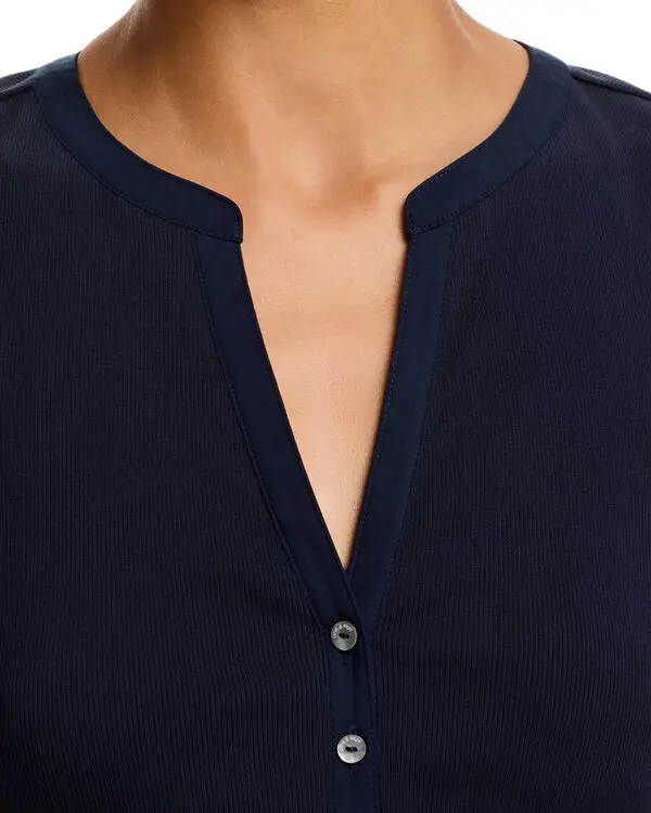 Cinq À Sept Ginny Top With Lace Detailing - Navy