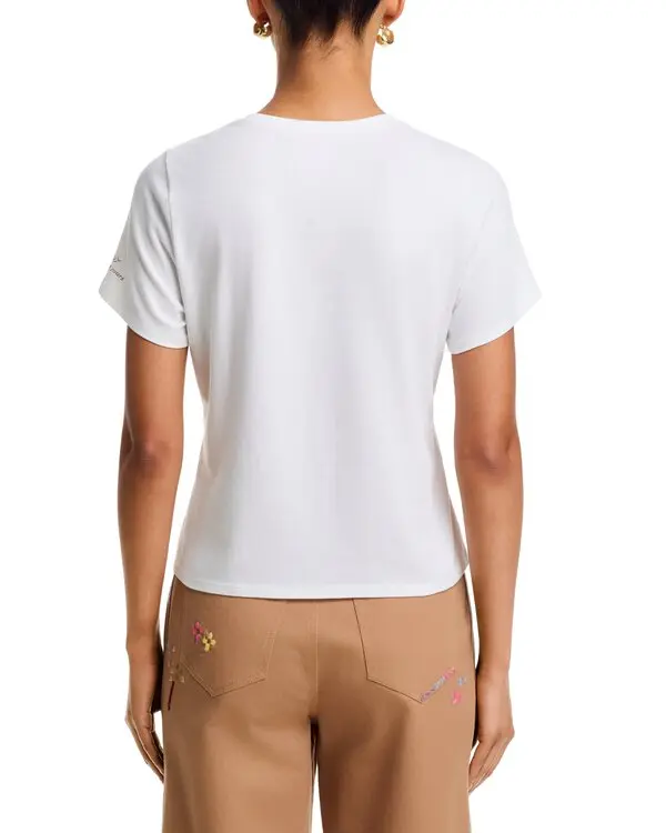 Cinq À Sept Wildflower Embroidery Smiley Tee - White Multi