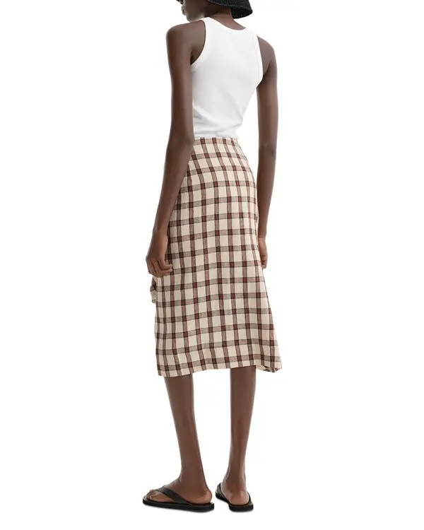 RÓHE Linen Draped Check Skirt - Red