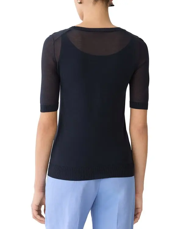 Lafayette 148 New York Intarsia Flower Crewneck Sweater