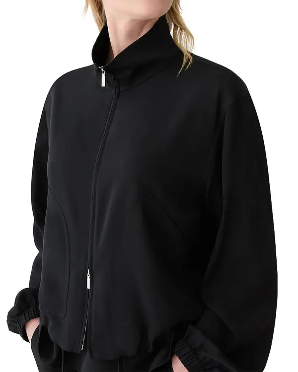 Lafayette 148 New York Silk Blend Funnel Neck Bomber Jacket