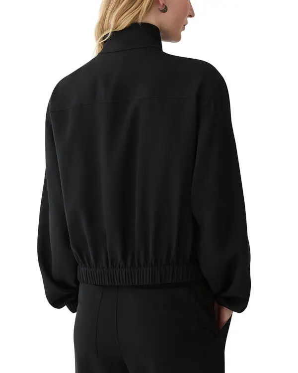 Lafayette 148 New York Silk Blend Funnel Neck Bomber Jacket