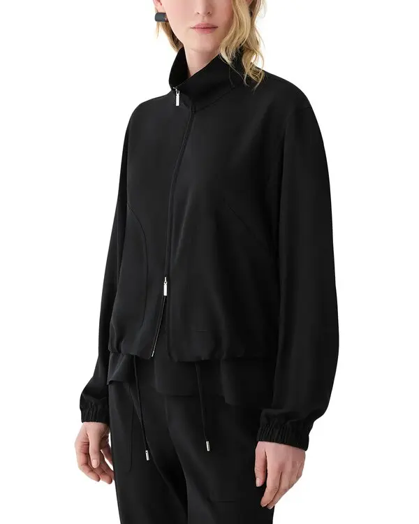 Lafayette 148 New York Silk Blend Funnel Neck Bomber Jacket
