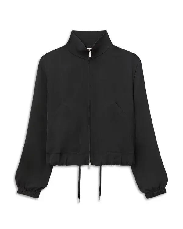 Lafayette 148 New York Silk Blend Funnel Neck Bomber Jacket