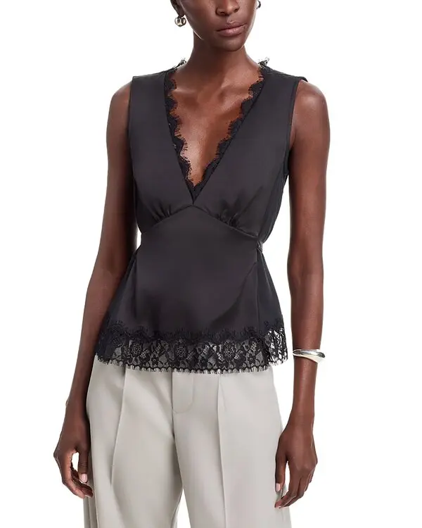 3.1 Phillip Lim Lace Trim Sleeveless Satin Top