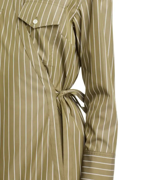 3.1 Phillip Lim Striped Poplin Asymmetrical Wrap Shirt Dress