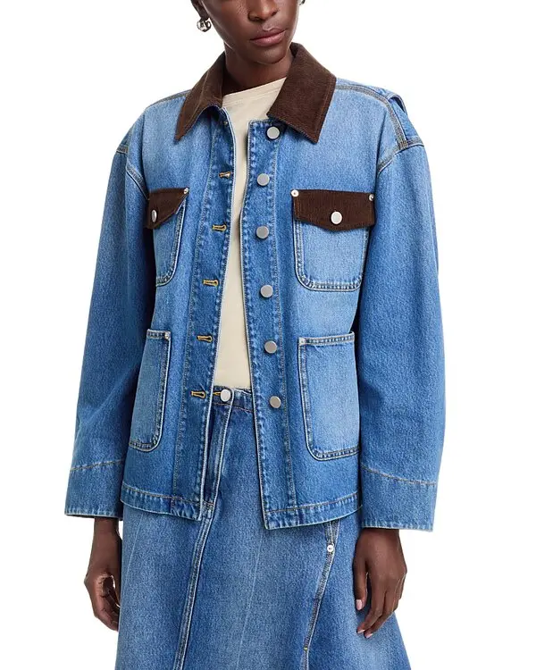 3.1 Phillip Lim Denim Chore Jacket With Corduroy Collar - Washed Medium