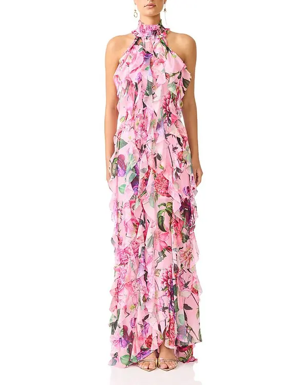 ELLIATT Solene Halter Gown - Pink Floral