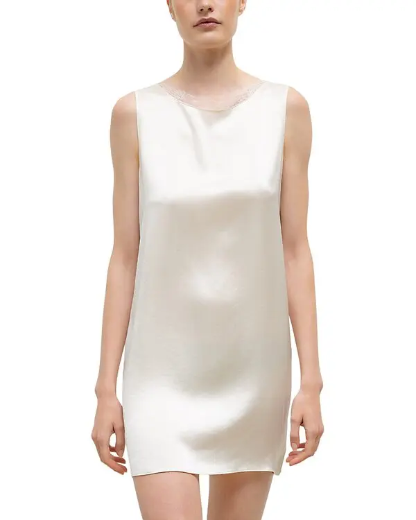 LESET Barb Lace Trim Sleeveless Dress - Creme