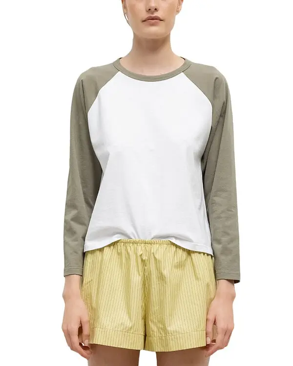LESET Margo Baseball Tee - White/cypress