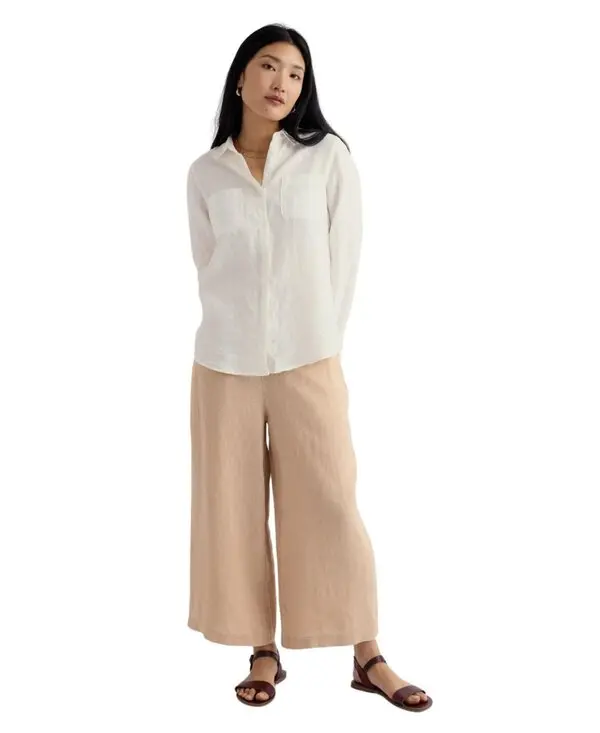 SEASALT CORNWALL Merrivale Linen Wide Leg Culottes - Whelk