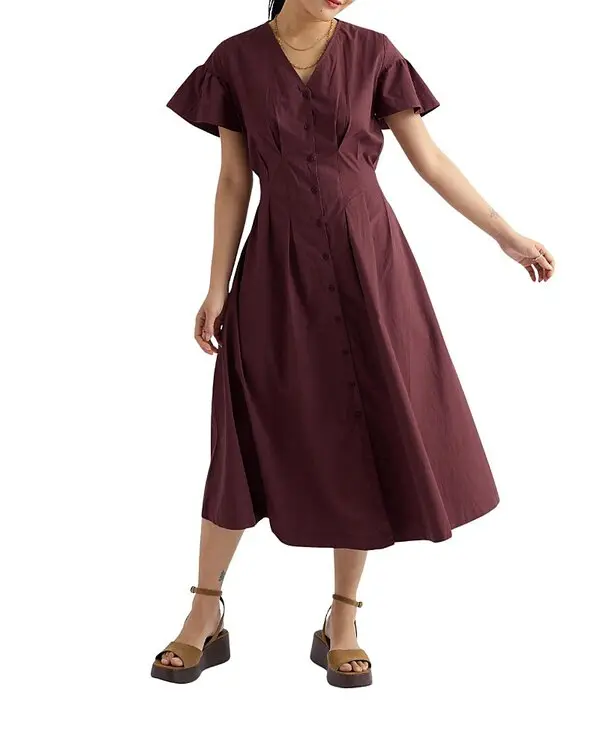 SEASALT CORNWALL Kerthen Woods Poplin Midi Dress - Cacao
