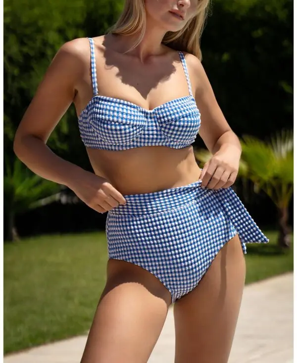 CHANGE OF SCENERY Side Tie Gingham Bikini Bottom