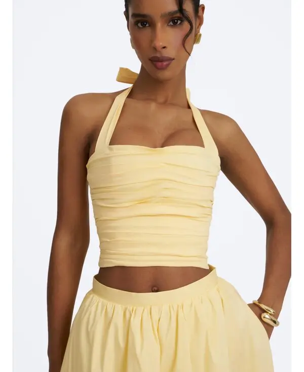 MISS CIRCLE NEW YORK Wilsie Ruched Halter Top