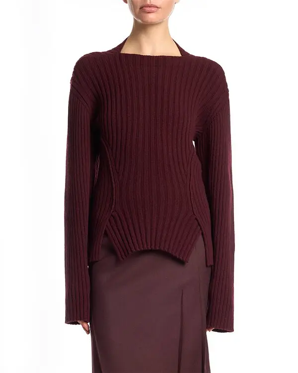 Victoria Beckham Ribbed Merino Wool And Cashmere Jumper - Acai