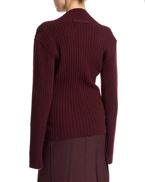 Victoria Beckham Ribbed Merino Wool And Cashmere Jumper - Acai