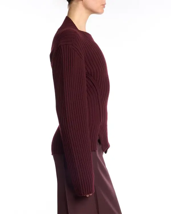 Victoria Beckham Ribbed Merino Wool And Cashmere Jumper - Acai