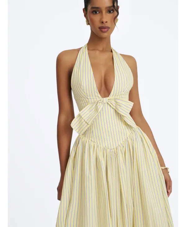 MISS CIRCLE NEW YORK Talise Plunging Halter Maxi Dress