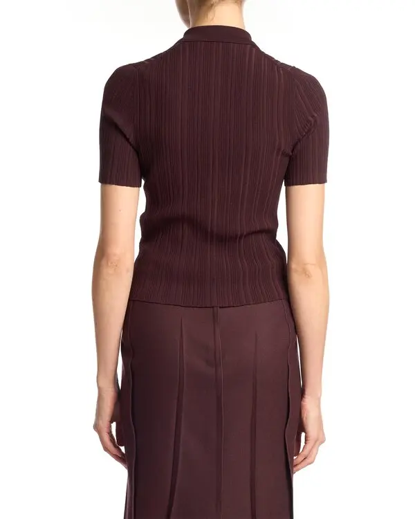 Victoria Beckham Ribbed Zip-up Polo Top - Acai