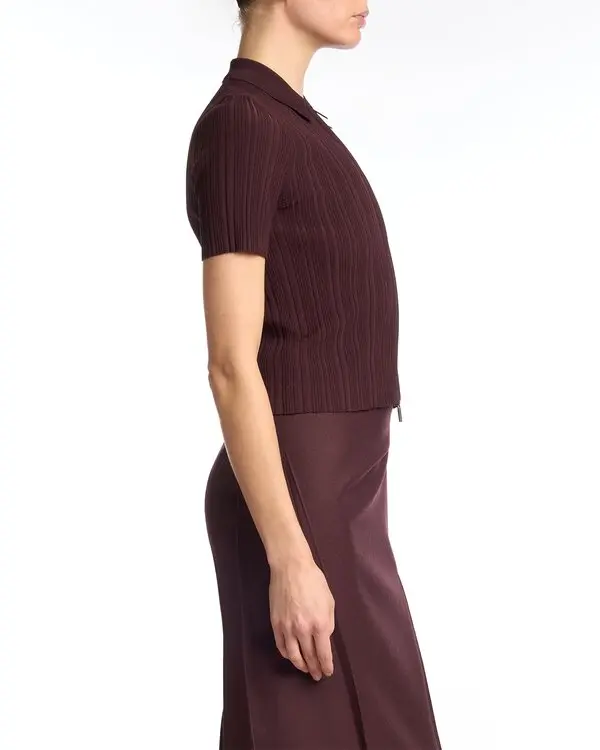 Victoria Beckham Ribbed Zip-up Polo Top - Acai