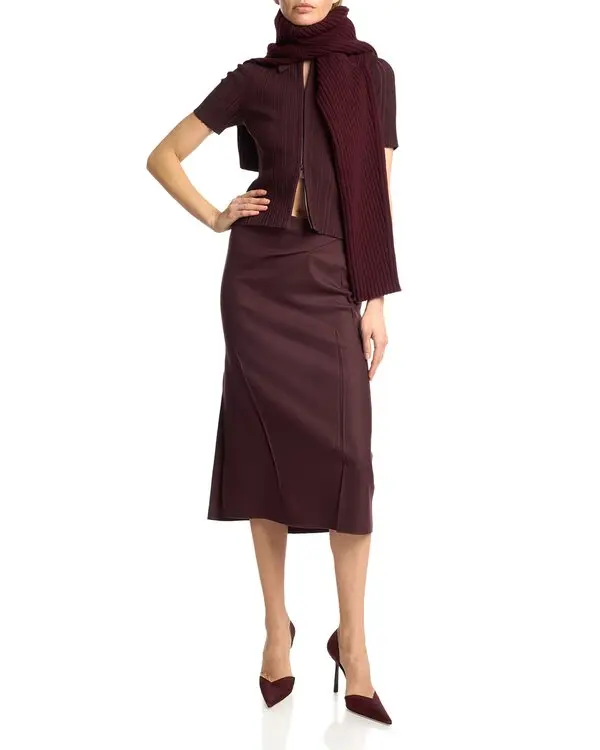 Victoria Beckham Ribbed Zip-up Polo Top - Acai