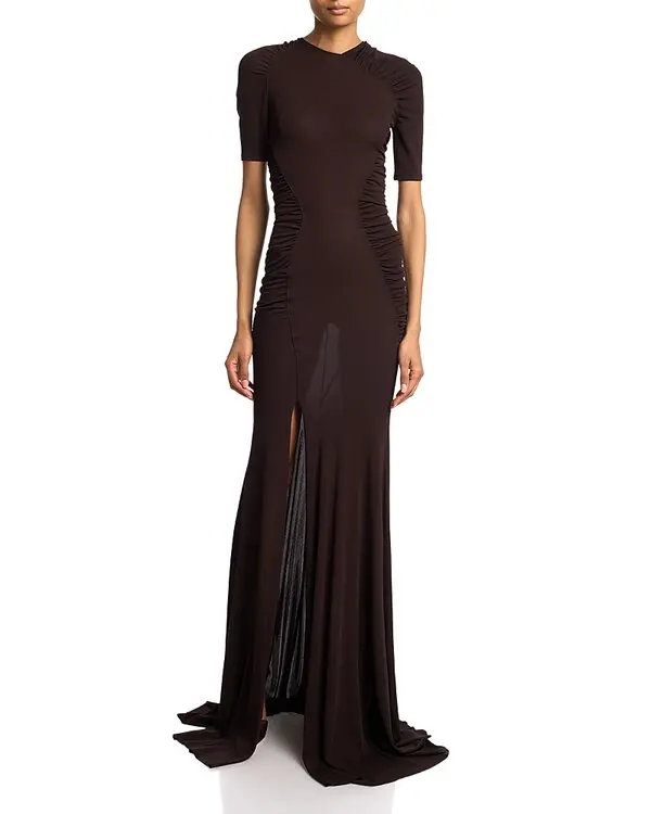 Victoria Beckham Short Sleeve Gathered Gown