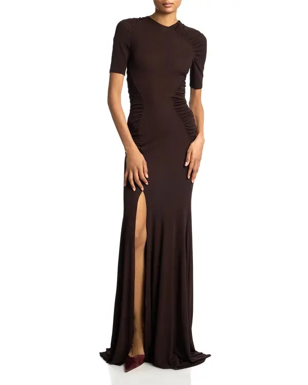 Victoria Beckham Short Sleeve Gathered Gown