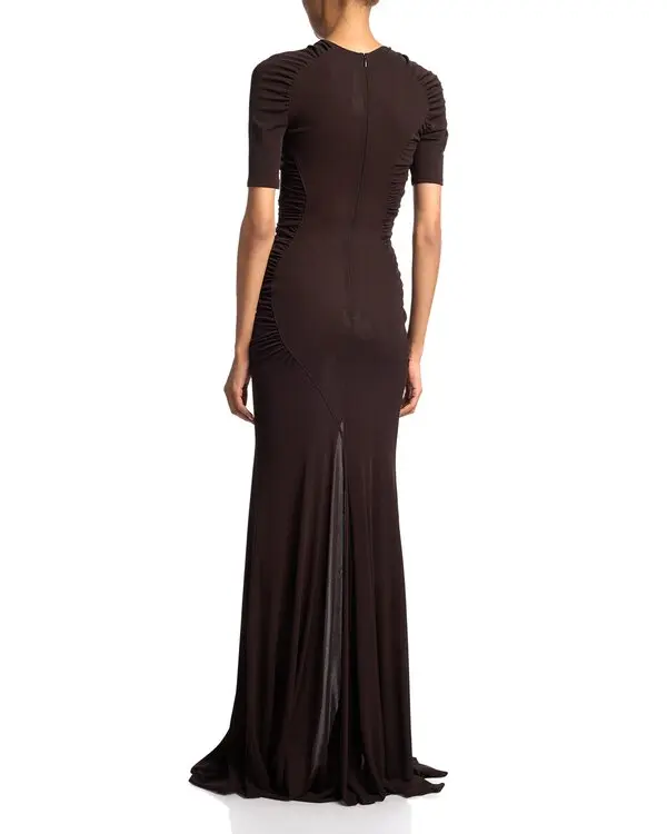 Victoria Beckham Short Sleeve Gathered Gown